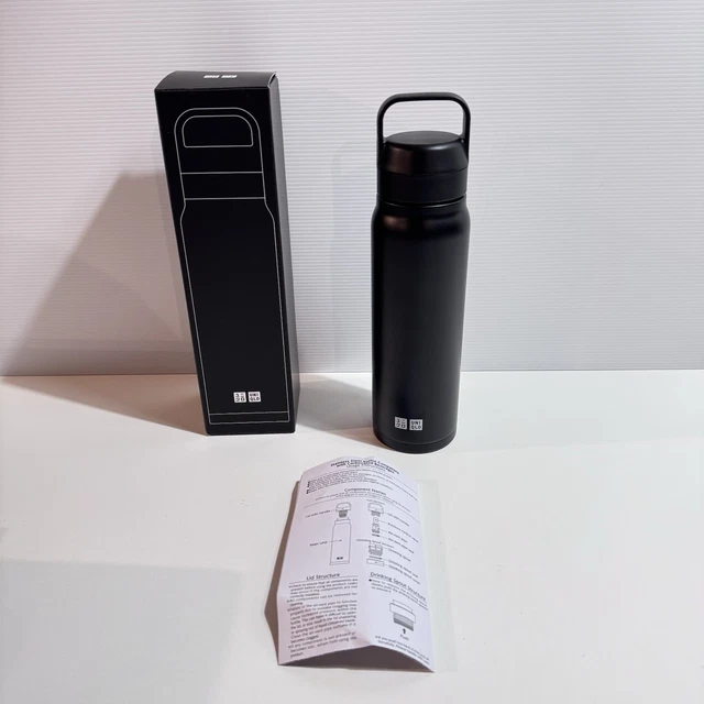 UNIQLO STAINLESS STEEL Carbonated Beverage Water Bottle Matte Black ...