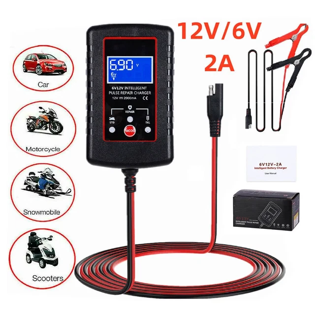 6/12V 2A SMART Automatic Battery Charger Maintainer Motorcycle Car ...
