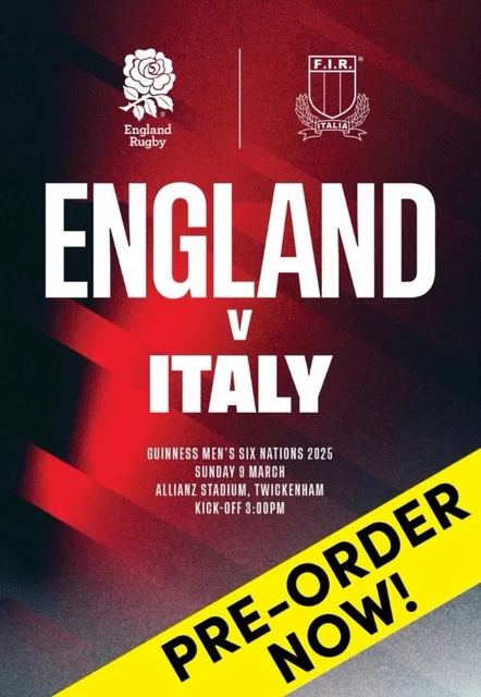 2025 GUINNESS 6 Nations England v Italy Official Matchday Programme ...