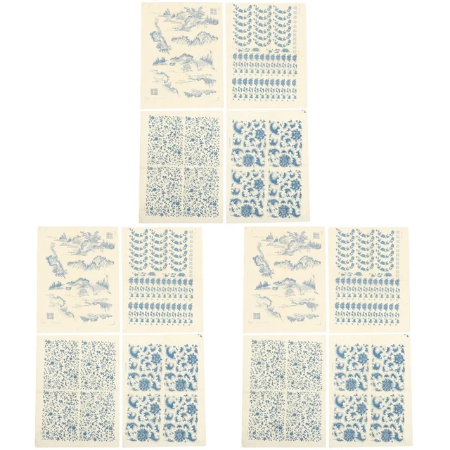 SET OF 3 Paper Burnt Pottery Stickers Classic Decal Exquisite Transfer ...