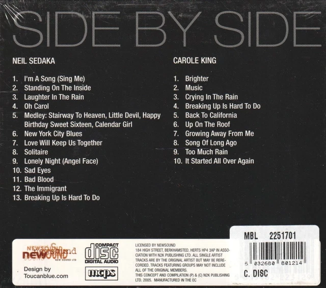 NEIL SEDAKA ET Carole King Side By Side CD Europe Nouveau Son 2005 en ...