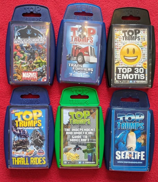 TOP TRUMPS BUNDLE 6 Minecraft Sealife Transformers Marvel Thrill Rides ...