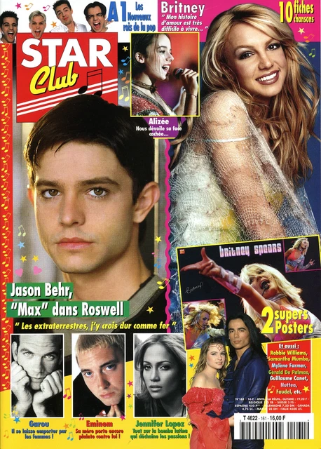MAGAZINE STAR-CLUB N°161, Jason BEHR, Britney SPEARS, ALIZEE, FARMER ...
