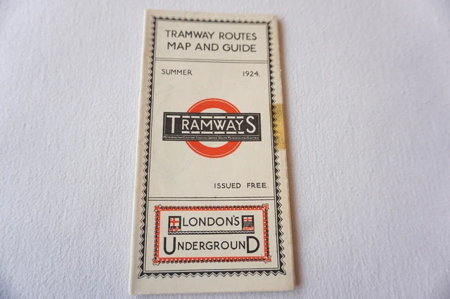 SUMMER 1924 MAP of London Tramways Tram Routes London Underground £39. ...