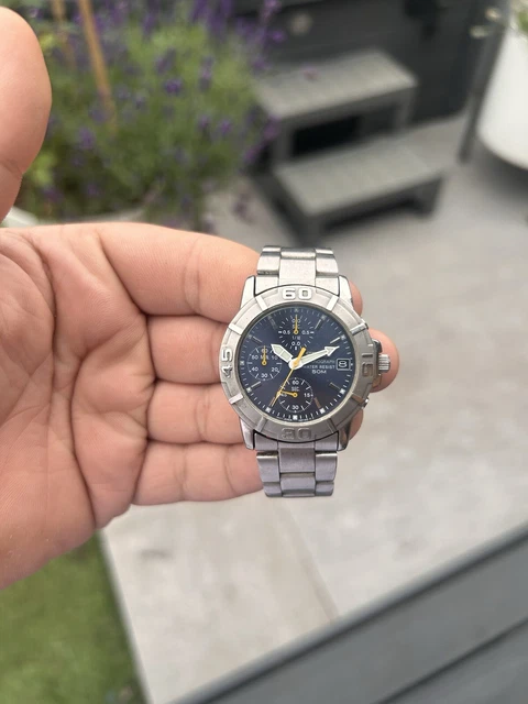 RARE BLUE DIAL Seiko Quartz Chronograph S&R £32.00 - PicClick UK