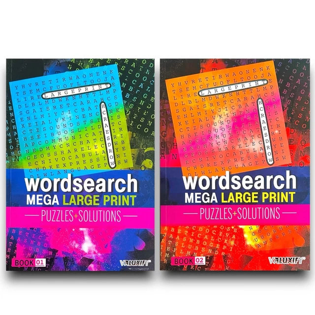 A4 WORD SEARCH Puzzle Book Mega Puzzle Large Print Books 36 BRAIN ...