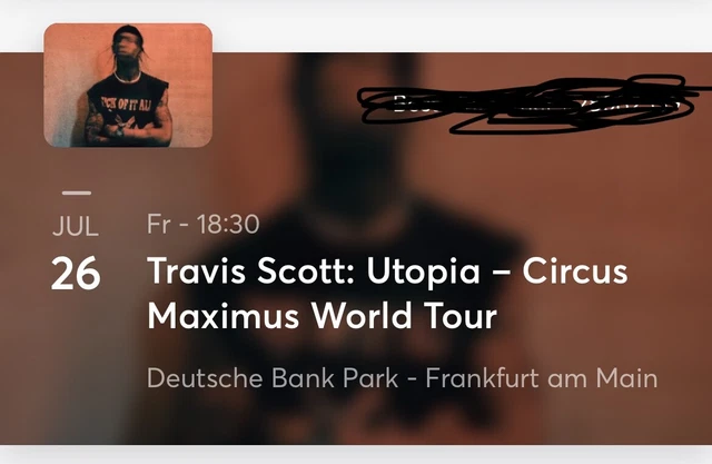 2 TICKETS TRAVIS Scott Konzert Frankfurt Sitzplätze 26.07.2024 EUR 300,00 - PicClick FR