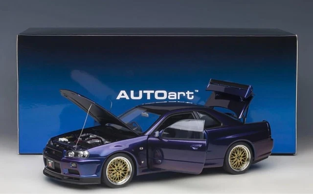 AUTOART NISSAN SKYLINE GT-R R34 V-Spec II BBS LM violet 77403 1/18 kit ...