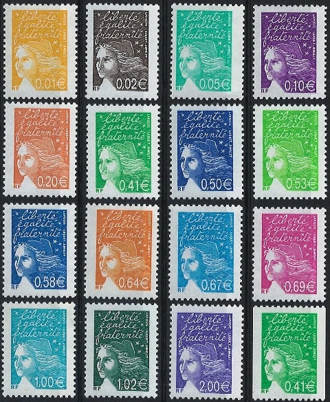 Y&T N° 3443-3458 Marianne de Luquet RF 2002 NEUF ** EUR 16,00 - PicClick FR