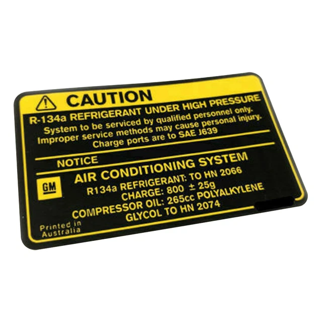 GENUINE HOLDEN DECAL Engine Bay Air Conditioner Refrigerant for VT VX ...