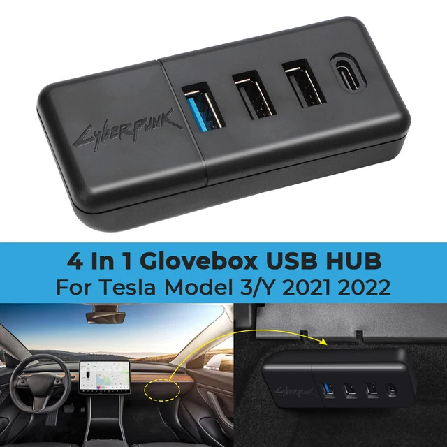 FOR TESLA MODEL 3 Y 2021 22 USB Hub Glovebox Charge Docking Station ...