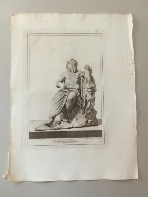 KUPFERGRAVUR ANTIKE VON Herculane Morghen 700 Alter Faun Silen ...