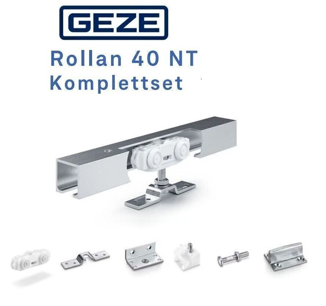 GEZE ROLLAN 40 NT Schiebetürbeschlag Komplett Set Laufschiene 115 165 180 190cm EUR 31,90 ...