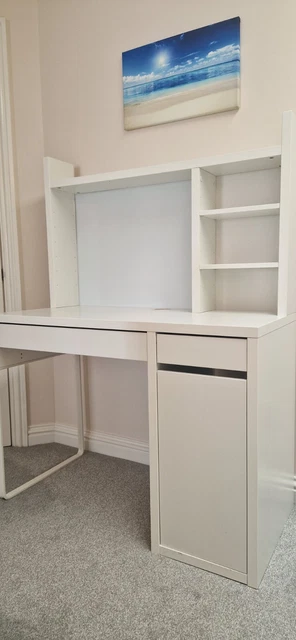 IKEA MICKE DESK with Whiteboard / shelf attachment In White £5.00 ...