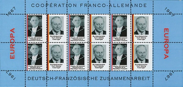 FRAL-7FD : 1967 - Feuillet EUROPA Coopération franco-allemande / de Gaulle et Ki EUR 8,00 ...