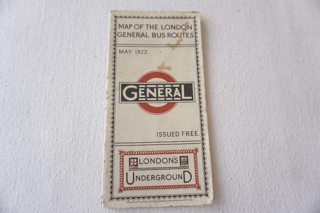 MAY 1922 MAP of London General Bus Routes Guide London Underground £29. ...
