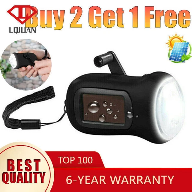 PORTABLE EMERGENCY HAND Crank Solar Power Rechargeable LED Flashlight ...