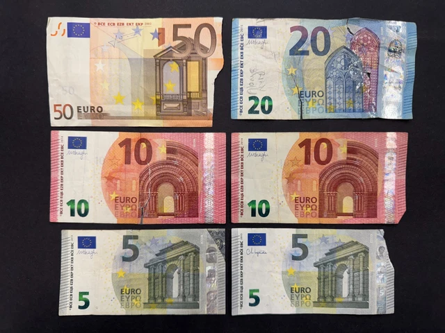 DAMAGED EUROS BANKNOTE Set (6) LOT: 0712-007 £0.99 - PicClick UK
