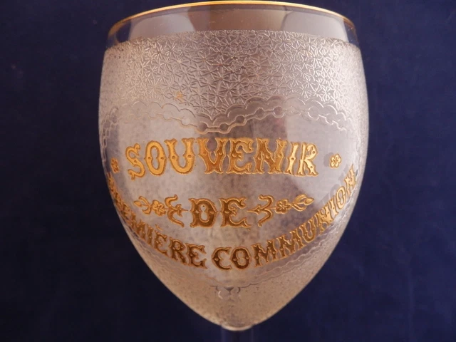ANCIEN VERRE EN Cristal "Souvenir de Première Communion" Doré Or Religion EUR 18,00 - PicClick FR