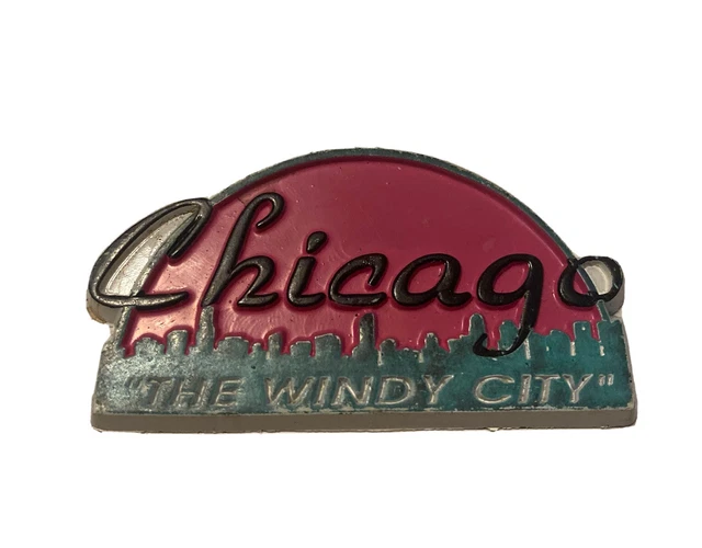 VINTAGE CHICAGO THE Windy City,City skyline refrigerator fridge magnet ...