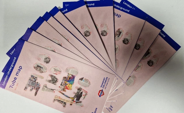 LONDON UNDERGROUND TUBE Map - BRAND NEW MAY 2023 - 10 Pack - TFL free P ...