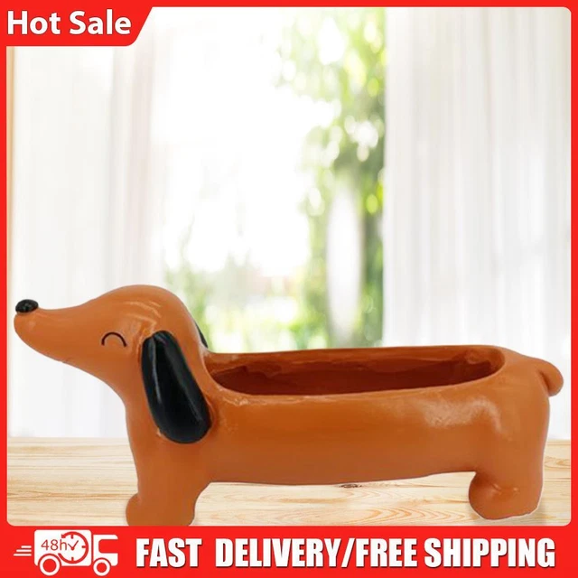 DACHSHUND FLOWER POT Dog Plant Pot Resin Flower Planter for Indoor ...