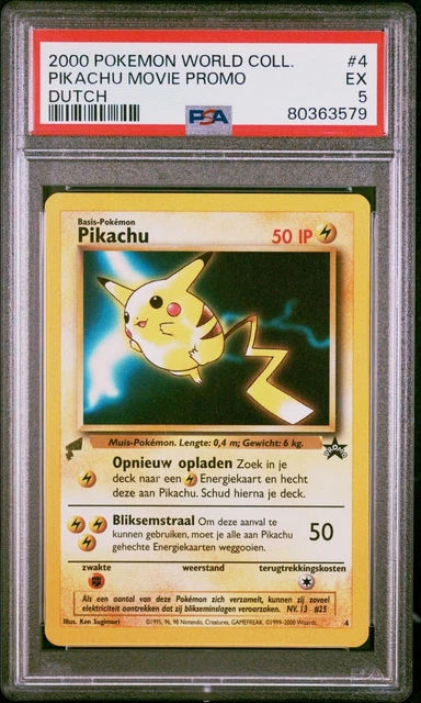 PIKACHU PSA 5 Pokemon Card. World Collection Movie Promo #4 Dutch 2000 ...