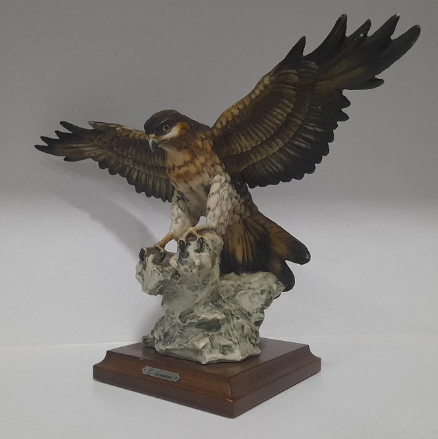 VINTAGE 1980'S CAPODIMONTE Giuseppe Armani Hawk Eagle On Rock Italian ...