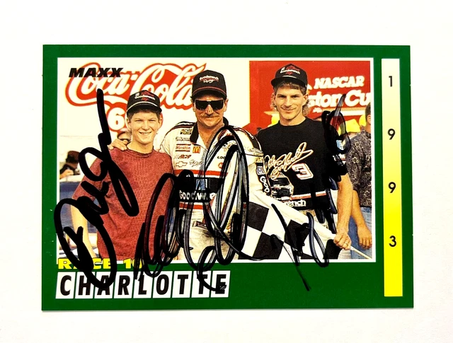 DALE EARNHARDT, DALE Jr & Kerry NASCAR 1993 Maxx #274 Autographed ...