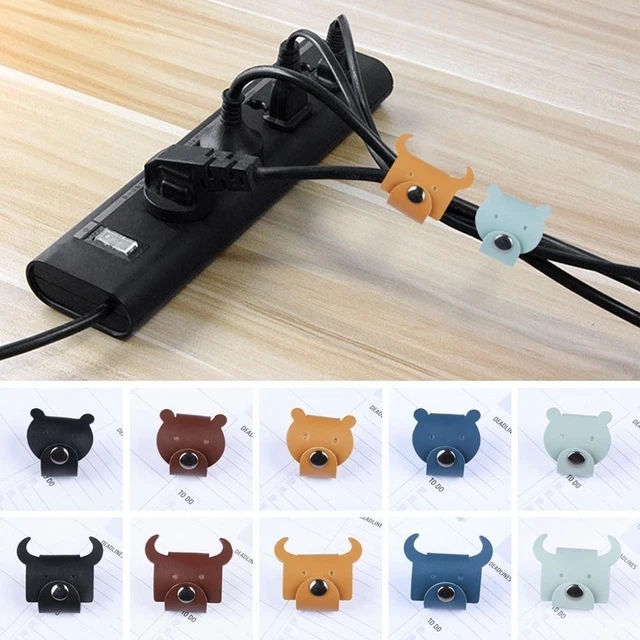 MINI CABLE MANAGEMENT Leather Winder Tie Cute Cord Organizer Desktop ...
