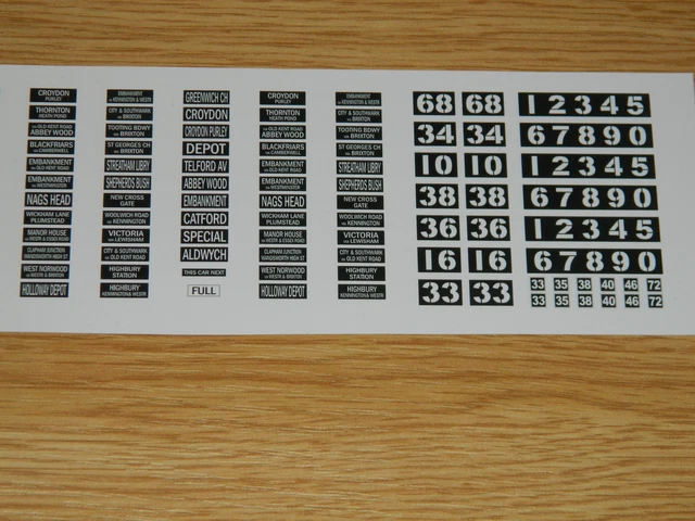 LONDON HERITAGE TRAM Self Adhesive Destination Blind Decals OO scale 1/ ...