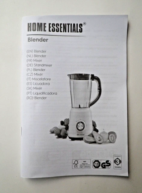 BLENDER HOME ESSENTIALS mode d'emploi EUR 8,90 - PicClick FR