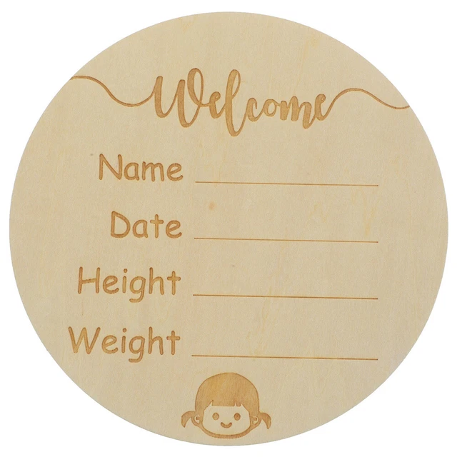 BIRTH ANNOUNCEMENT SIGN Round Wooden Baby Announcement Sign Newborn ...