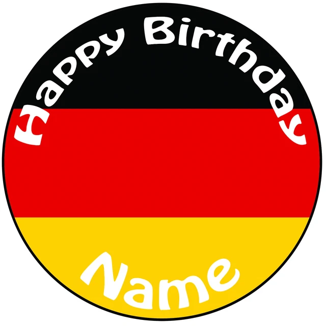 PERSONALISED BIRTHDAY GERMAN Flag Round 8" Easy Precut Icing Cake ...