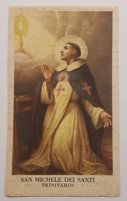 SANTINO SAN MICHELE dei Santi Trinitario HOLY CARD raro Santino cromo ...