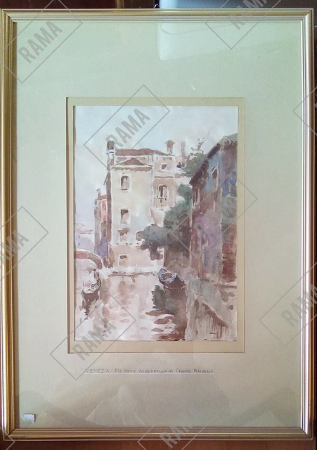 QUADRO ANTICO DIPINTO ad acquerello di Cesare Mainella Venezia 1965 ...