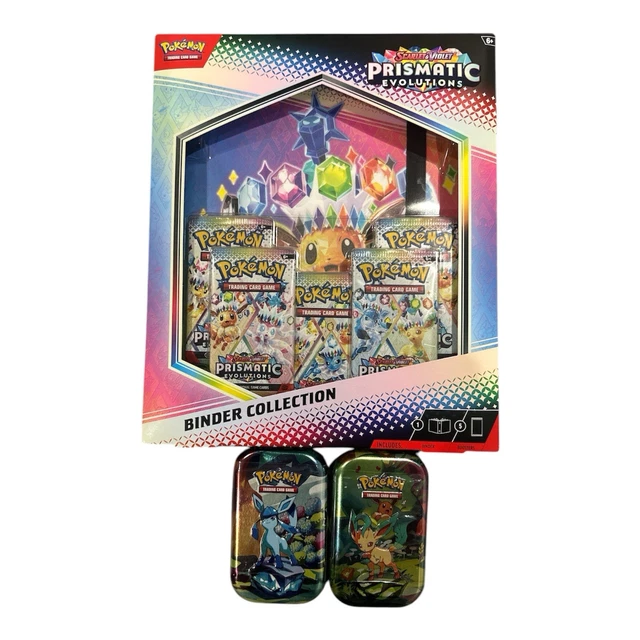 POKEMON TCG PRISMATIC Evolutions Bundle Binder + 2 Mini Tins BRAND NEW ...
