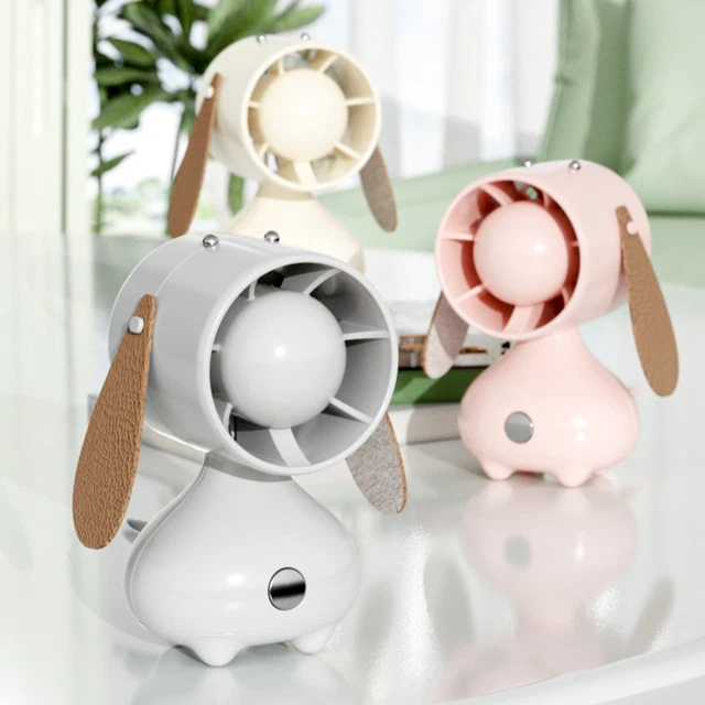 HANDHELD FAN STRONG Wind Fast Cooling Cartoon Dog Shaped Small Electric ...