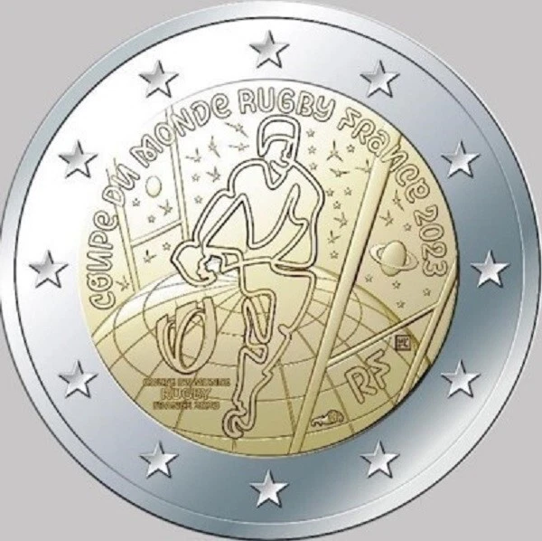 2 EURO FRANCIA 2023: Coupe du Monde Rugby: in PP/piastra lucida EUR 1 ...