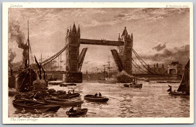 CARTOLINA VINTAGE LONDRA Inghilterra Tower Bridge vista fotoincisione ...