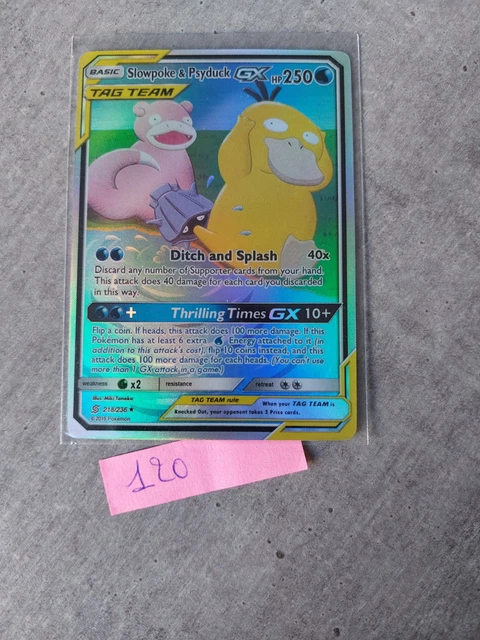POKÉMON SLOWPOKE PSYDUCK GX Alt Art Tag Team Card Unified Minds 218/236 ...