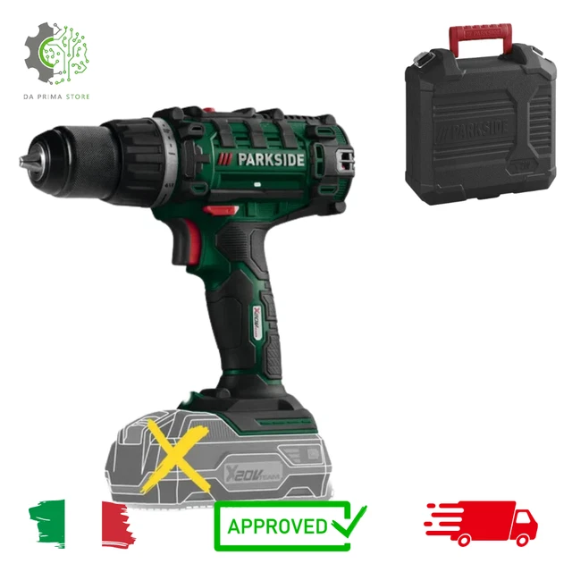 TRAPANO AVVITATORE PARKSIDE 20V Batteria Con valigetta Leggero X20 PABS ...