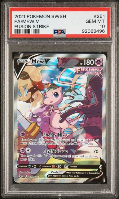 PSA 10 GEM COMME NEUF Mew V 251/264 SW & SH Fusion Strike Alt Art Pokémon TCG 2021 EUR 184,52 ...