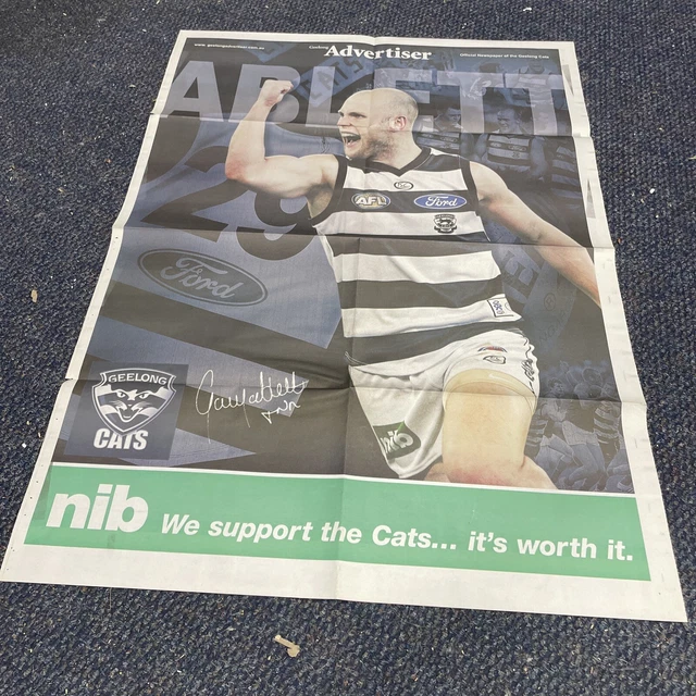 ORIGINAL AFL VFL Newspaper Poster Geelong Cats Footy Advertiser Gary ...