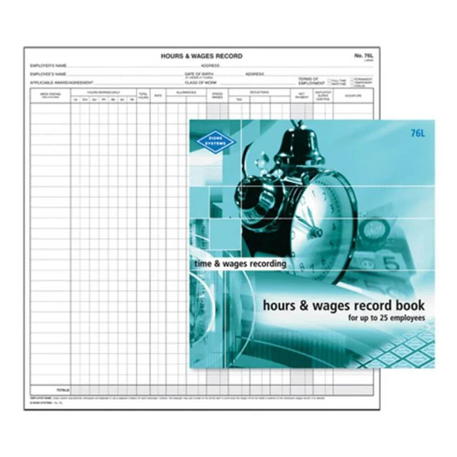 ZIONS HOURS AND Wages Record Book Premium Laminated Cover 76 Lines 270 x 265mm $46.99 - PicClick CA