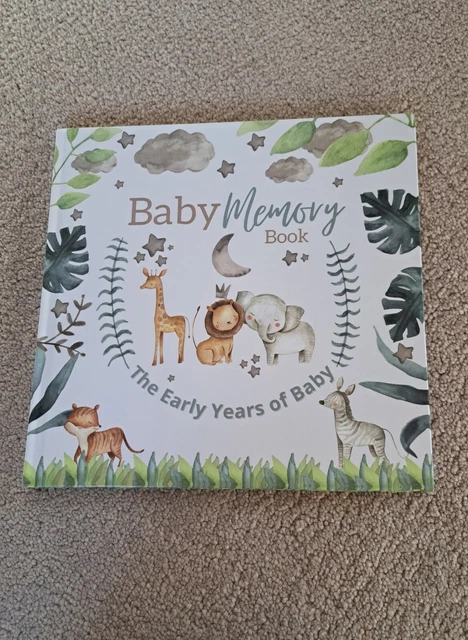 NEW BABY MEMORY Book - Baby's Early Years Keepsake Book - Jungle/Safari ...