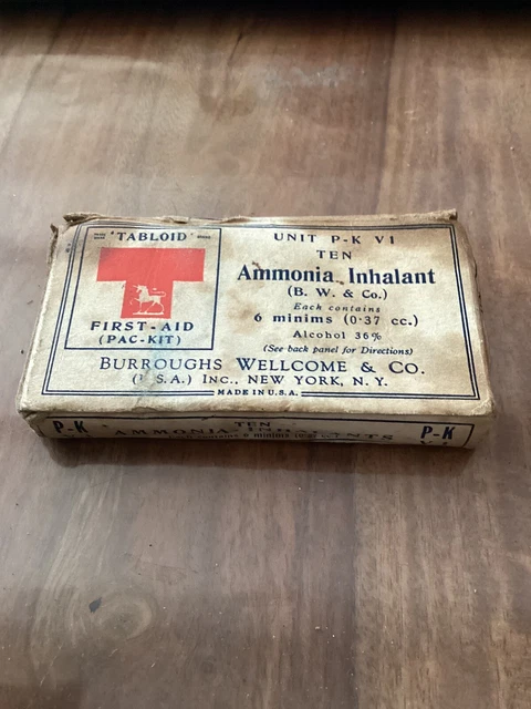 US WW2 AMMONIA Inhalant 10 Vials Burroughs Wellcome Original - Medical ...