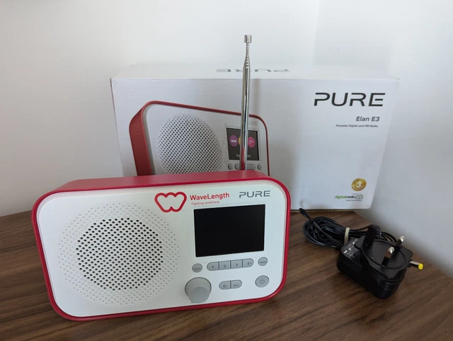 PURE ELAN E3 Portable Digital DAB/DAB+/FM Digital Radio Red & White ...