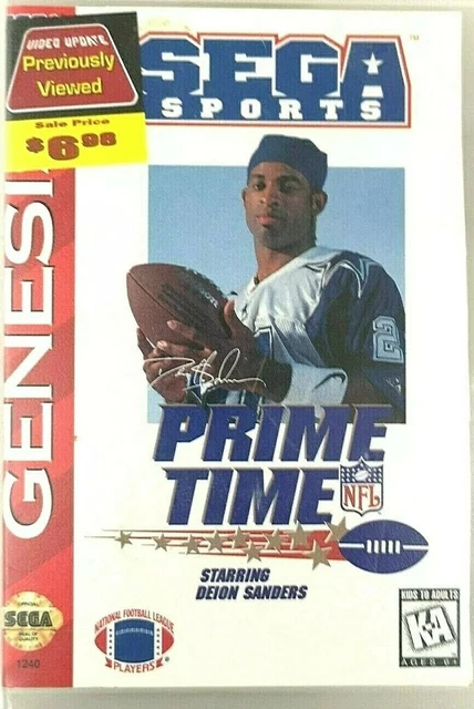 PRIME TIME NFL Starring Deion Sanders Sega Genesis Game Vintage 1995 $4 ...