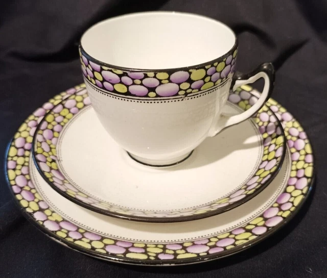 ART DECO ROYAL Albert Crown China 'Pebbles' Tea Cup, Saucer and Side ...